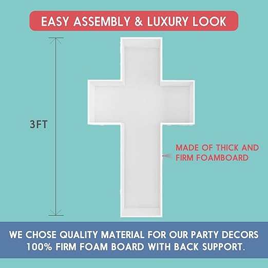 3FT Tall Cross Marquee/Mosaic Balloon Frame DIY Pre Cut Frame Baptism ...