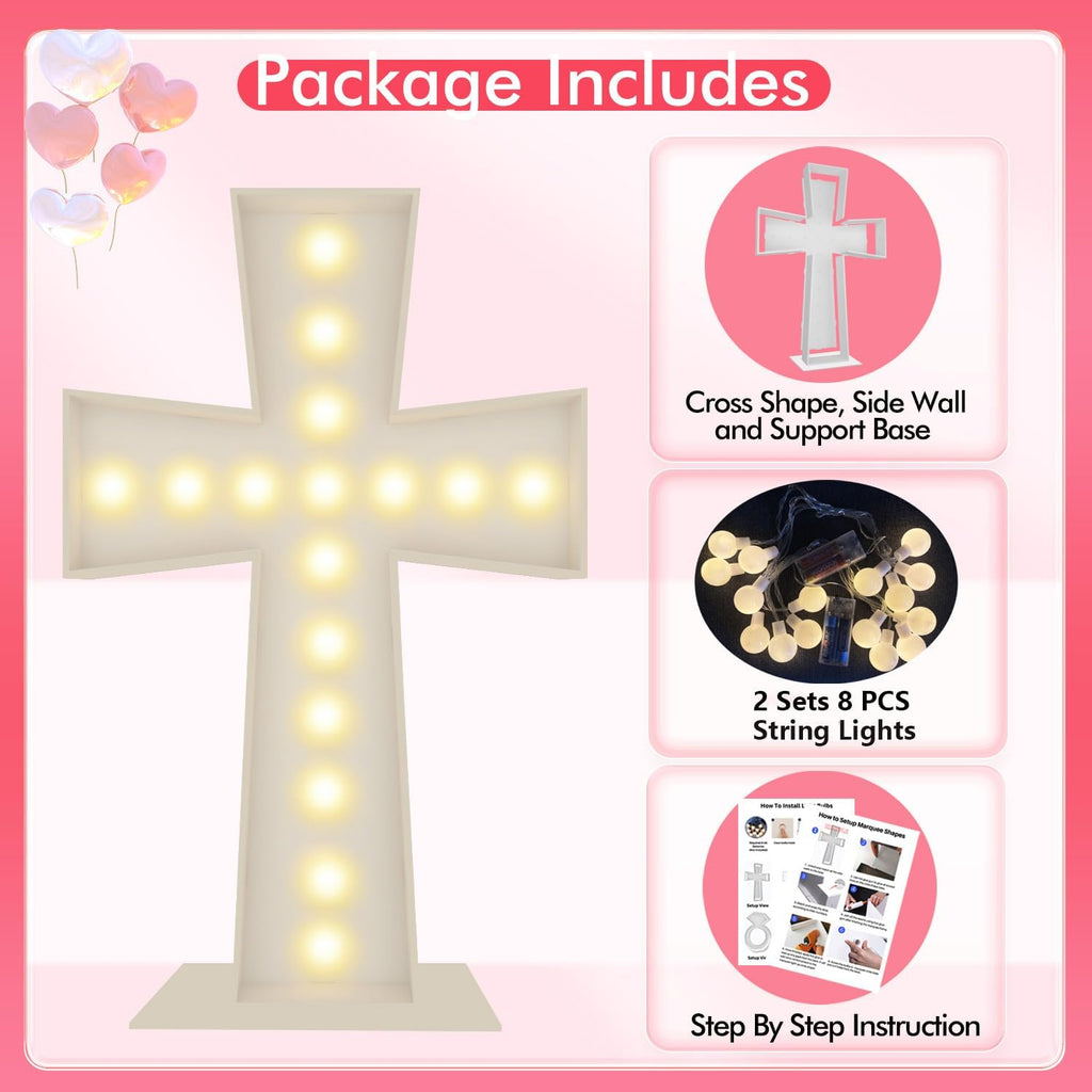 3FT Tall Cross Marquee/Mosaic Balloon Frame DIY Pre Cut Frame Baptism ...