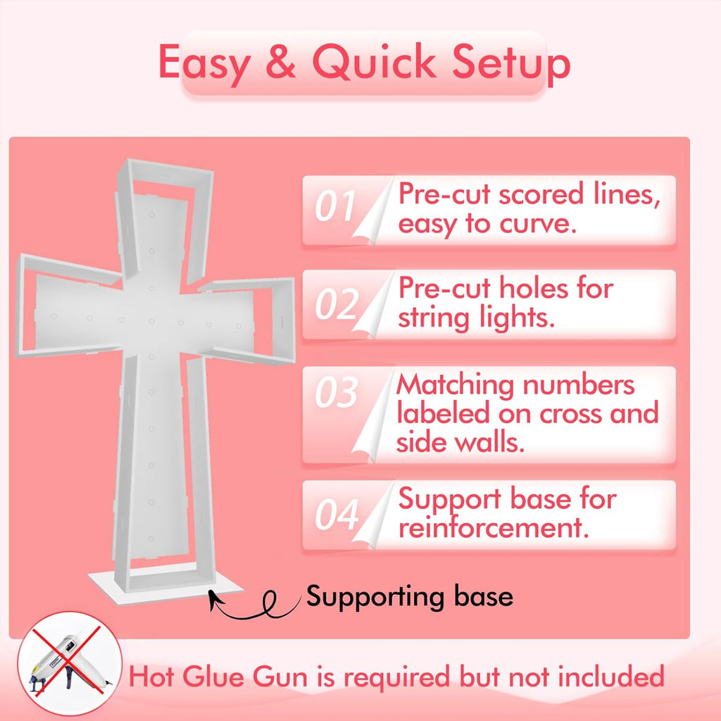 3FT Tall Cross Marquee/Mosaic Balloon Frame DIY Pre Cut Frame Baptism ...